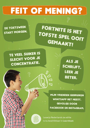 Educatieve poster over Feit of mening voor het vak Nederlands