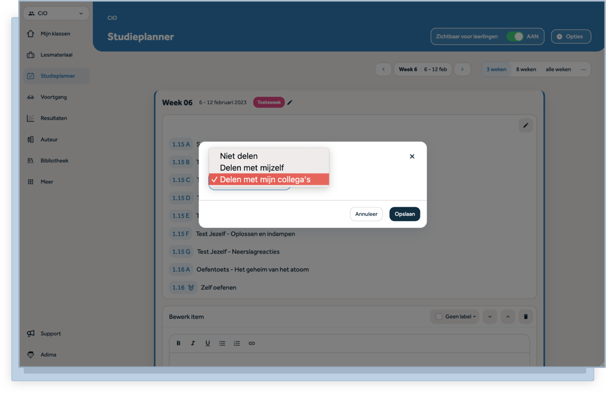 Studieplanner in Learnbeat