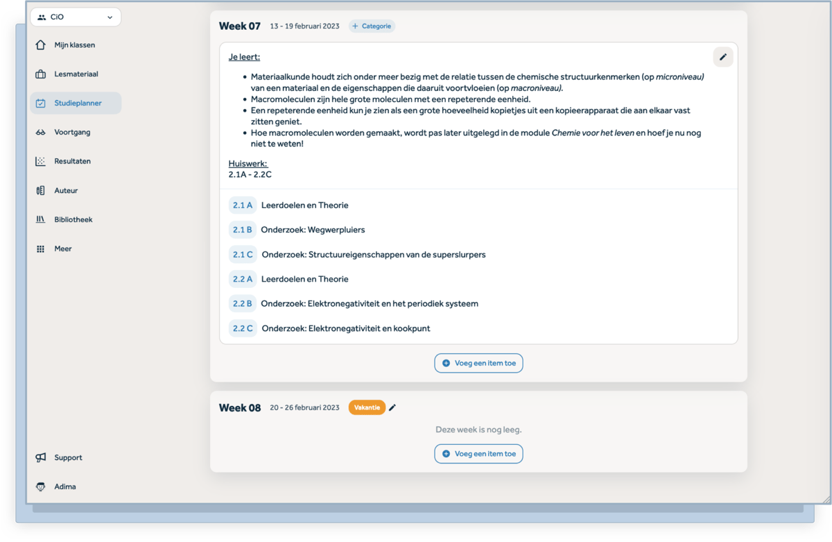 Studieplanner in Learnbeat