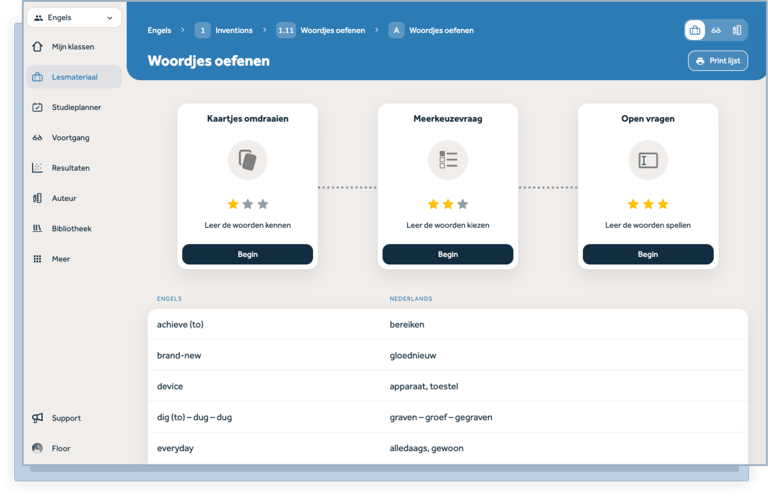Woordjes en begrippen oefenen in Learnbeat
